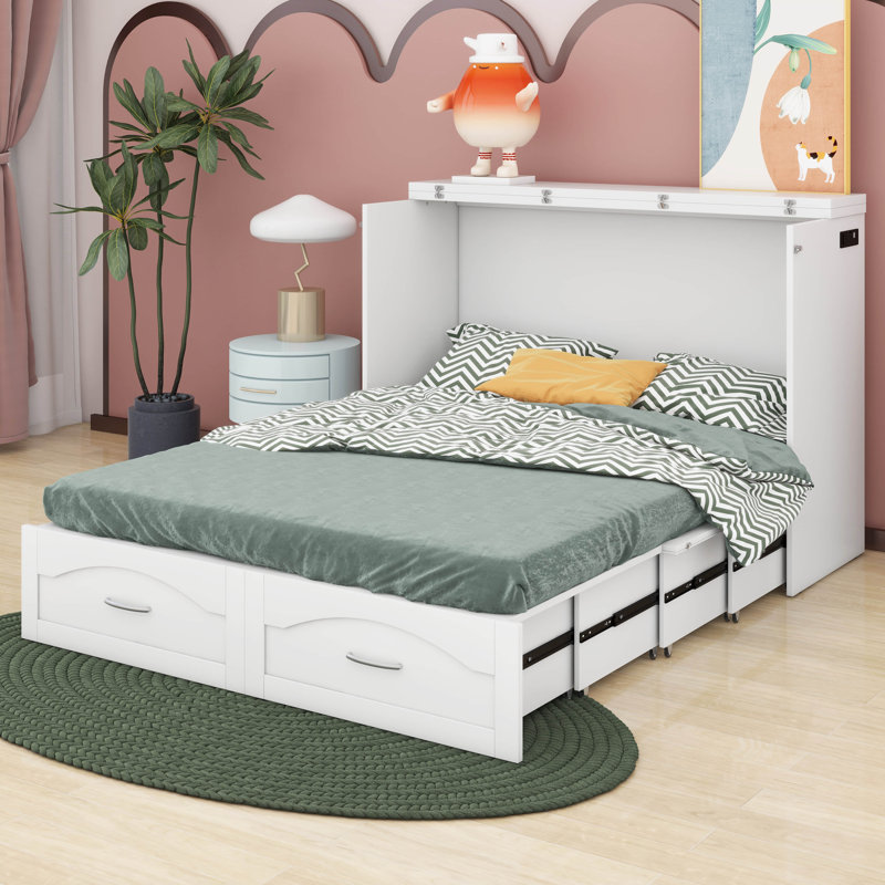 Umi Full Size Murphy Bed Wall Bed with Drawer